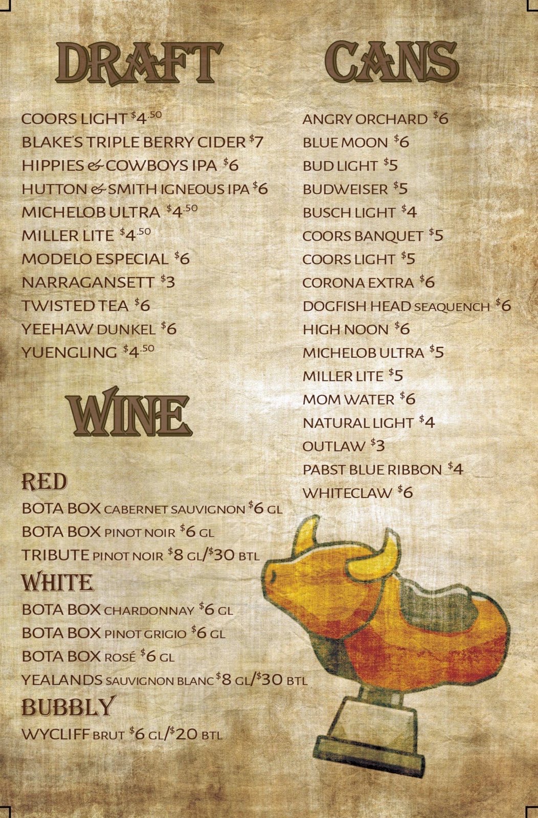 Menu | Whiskey Cowgirl - Chattanooga Bar